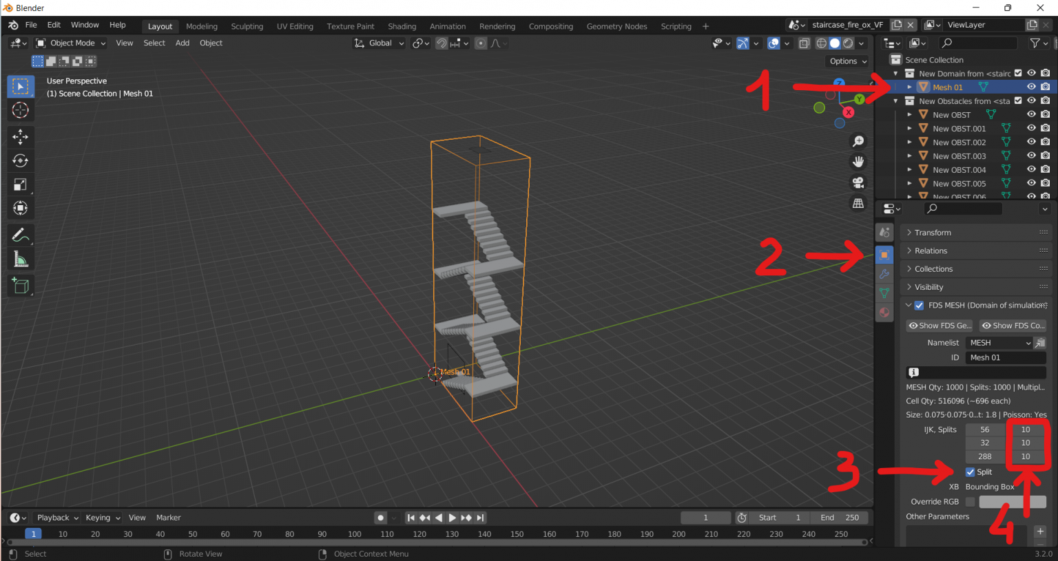 Split FDS Mesh using BlenderFDS - Cloud HPC