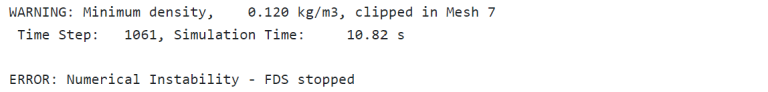 ERROR: Numerical Instability - FDS stopped - Cloud HPC